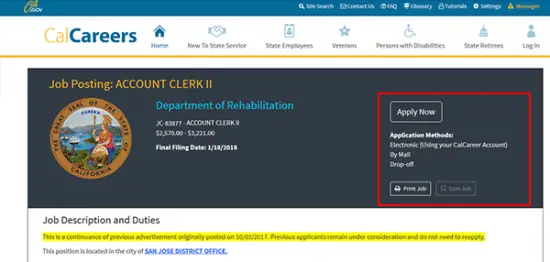 State of California Job Application & Careers