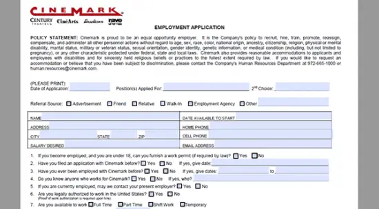 Cinemark Job Application & Careers