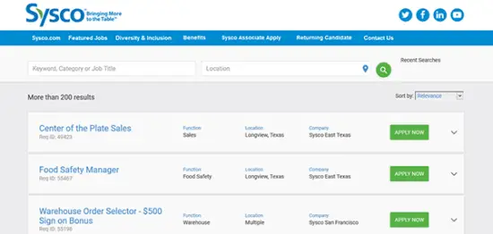 Sysco Job Application & Careers