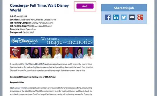Walt Disney World Job Application & Careers