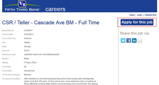 Fifth Third Bank Job Application & Careers