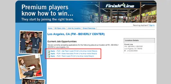 Finish Line Job Application & Careers