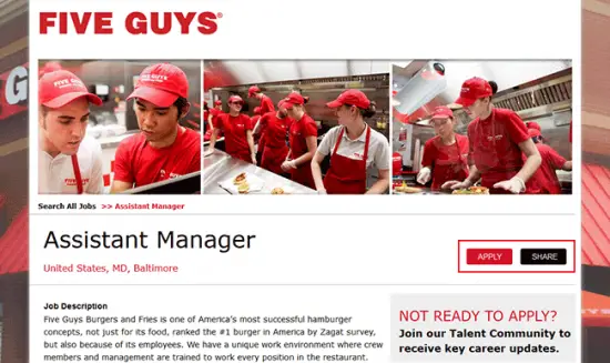 Five Guys Burger and Fries Job Application & Careers