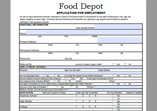 Food Depot Job Application & Careers