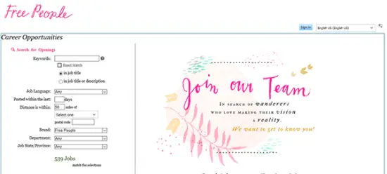 Free People Job Application & Careers