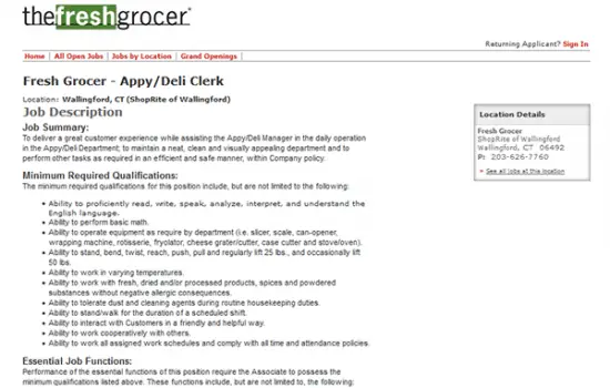 The Fresh Grocer Job Application & Careers