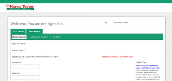 Harris Teeter Supermarkets Job Application & Careers