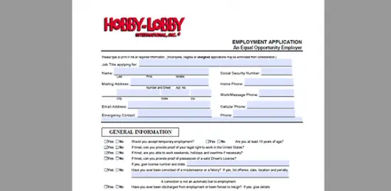 Hobby Lobby Job Application & Careers