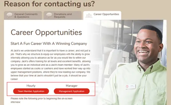 Jack's Job Application & Careers