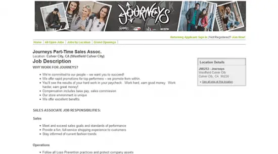 Journeys Job Application & Careers