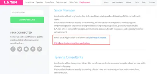 LA Tan Job Application & Careers