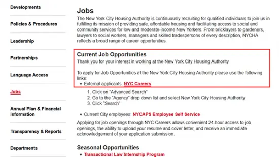 New York City Housing Authority (NYCHA) Job Application & Careers