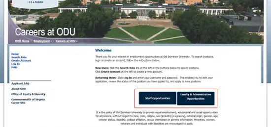 Old Dominion University Job Application & Careers