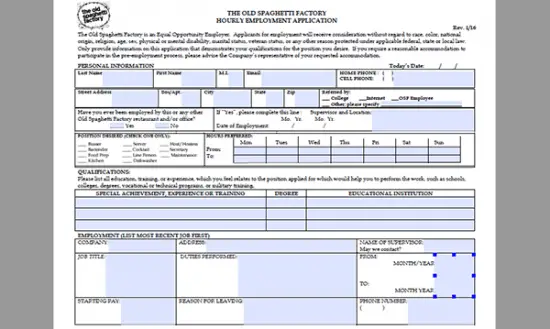 Old Spaghetti Factory Job Application & Careers