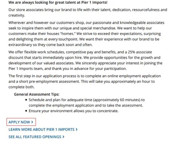 Pier 1 Imports Job Application & Careers