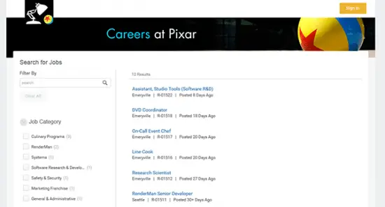 Pixar Job Application & Careers