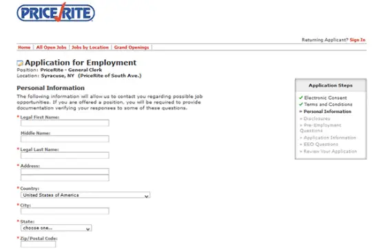 PriceRite Job Application & Careers