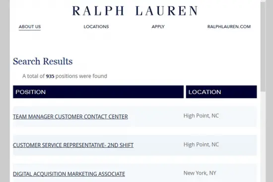 Ralph Lauren Job Application & Careers