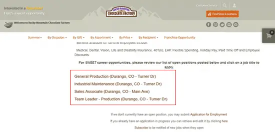 Rocky Mountain Chocolate Factory Job Application & Careers