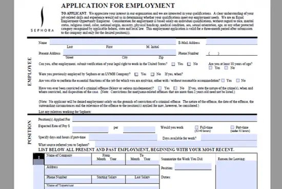 Sephora Job Application - Adobe PDF - Apply Online
