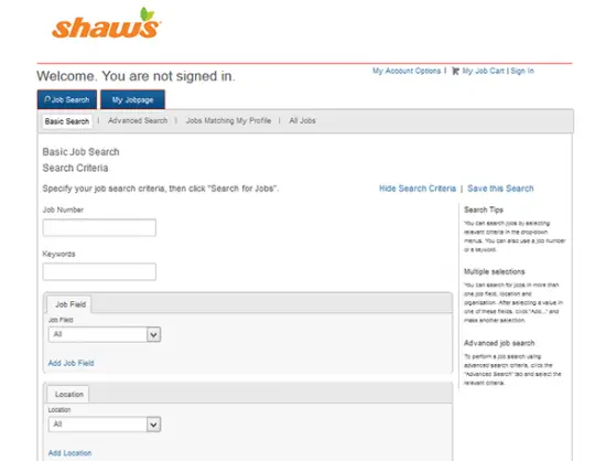 Shaws Job Application & Careers