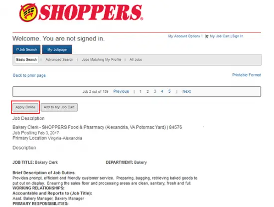 Shoppers Food Job Application & Careers