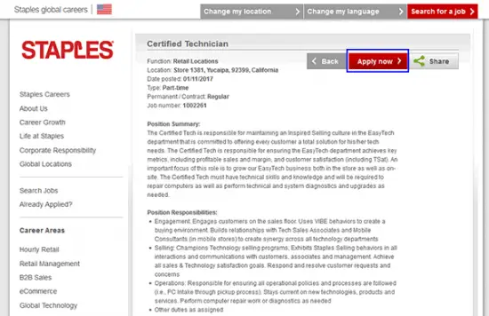 Staples Job Application & Careers