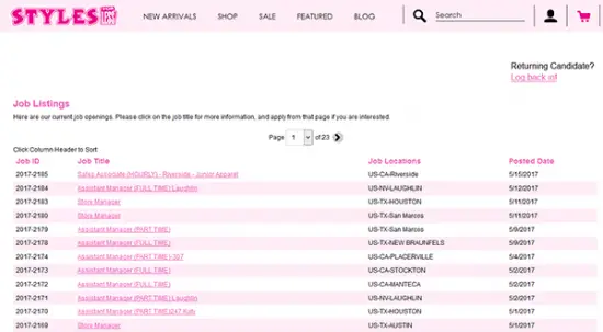Styles For Less Job Application & Careers