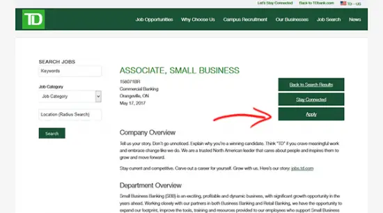 TD Bank Job Application & Careers