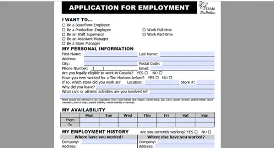 Tim Hortons Job Application & Careers