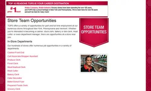 Tops Friendly Markets Job Application & Careers