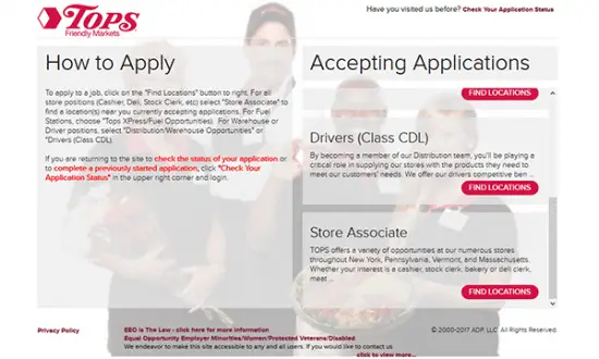Tops Friendly Markets Job Application & Careers