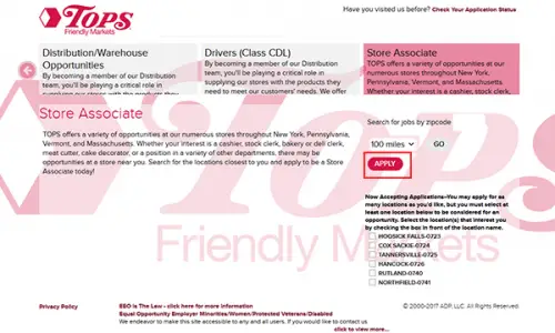 Tops Friendly Markets Job Application & Careers