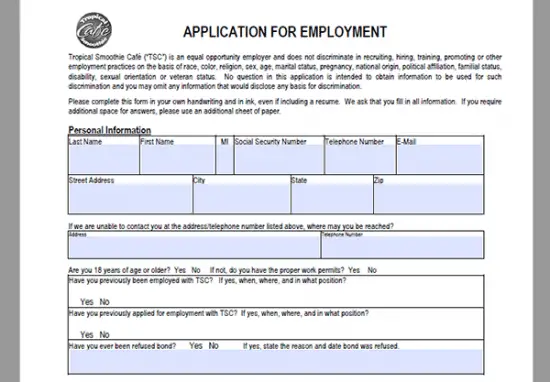 Tropical Smoothie Cafe Job Application & Careers