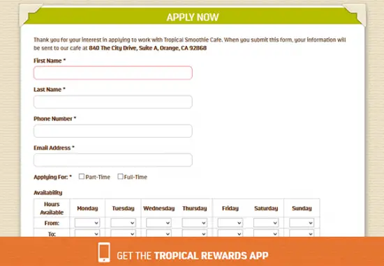 Tropical Smoothie Cafe Job Application & Careers