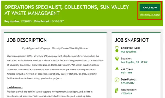 Waste Management Job Application & Careers